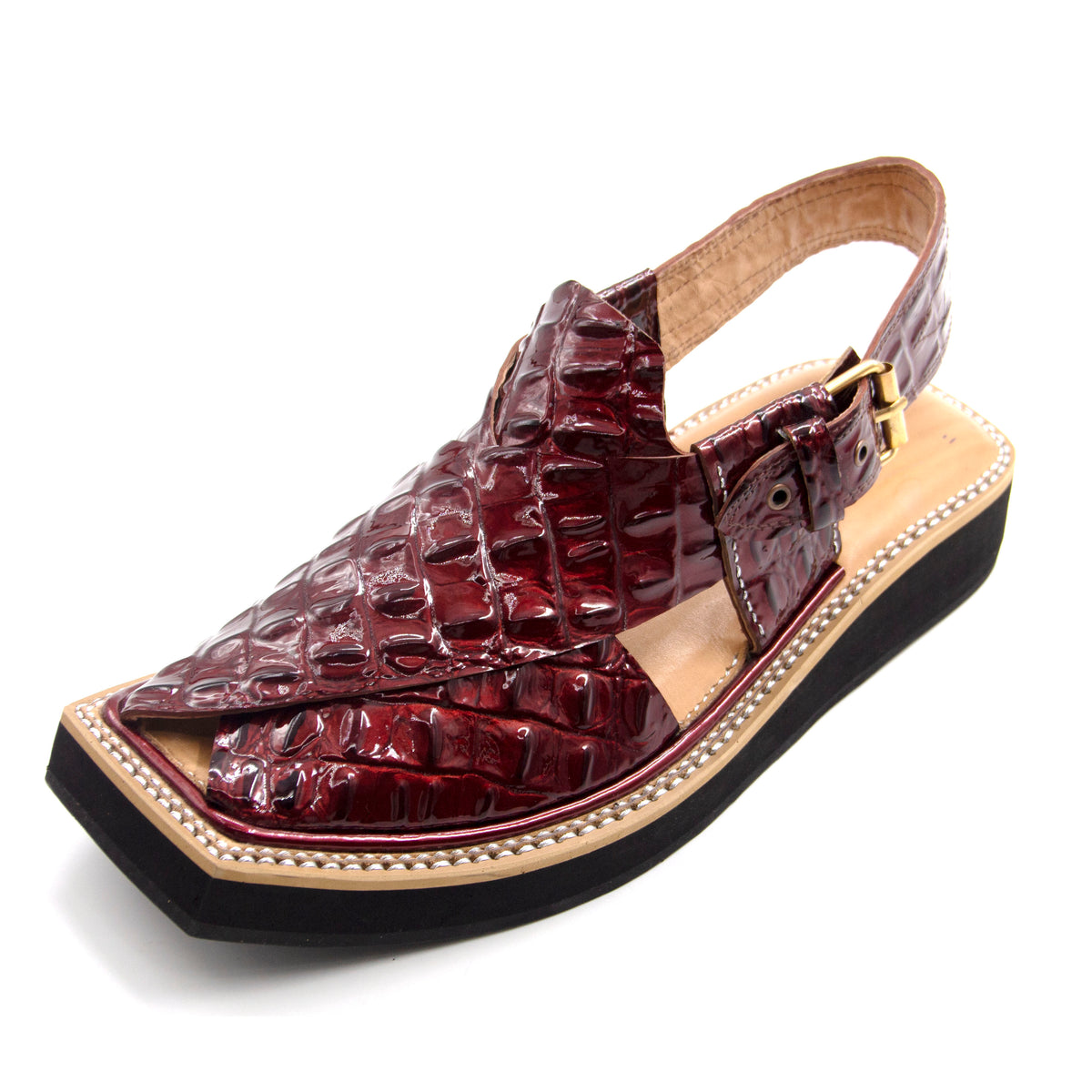 Premium Quality Croco Leather Kaptaan Chappal (PreOrder)