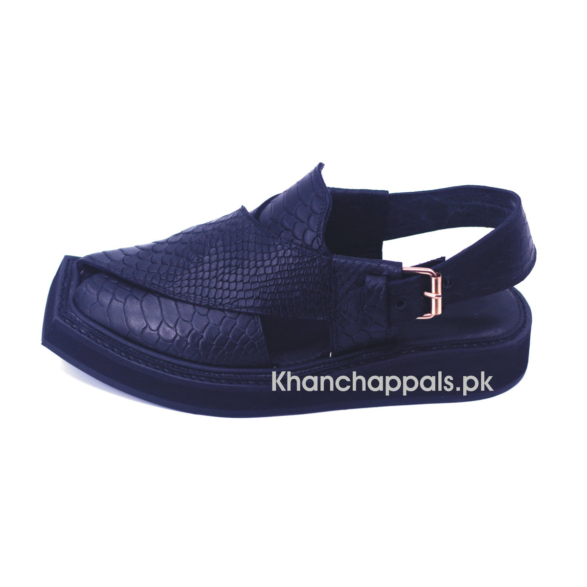 Special Crocko Black Kaptaan Chappal (PreOrder)