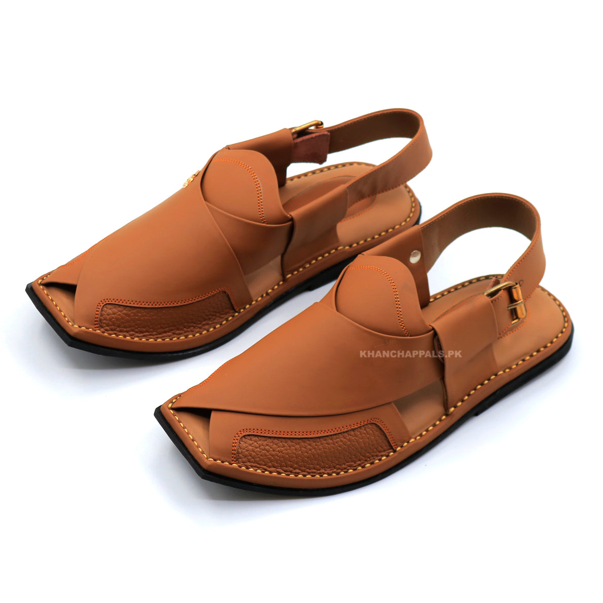 Light Brown Peshawari Chappal Genuine Leather T-Shape Charsadda Chappa